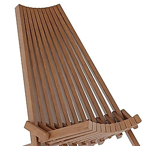 Flash Furniture Delia Commercial Indoor/Outdoor Wood Folding Chair, Low Profile Lounge for Patio, Porch, or Garden, Versatile Weather-Resistant Acacia Wood, Brown