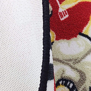 farawamu Fat Chef Kitchen Rugs and Mats, Washable Non Slip Latex Backing Red Kitchen Rugs Door Mats, Funny Chef Decorations for the Kitchen Red