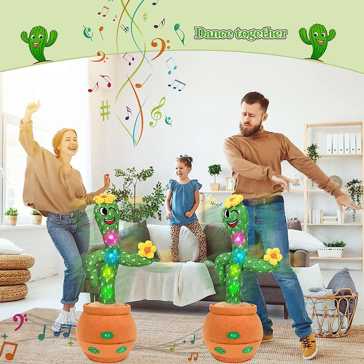 LGOUYGG Talking Cactus Baby Toy, Singing Mimicking Repeating Tummy Time Toys with Music and Light, Infant Babies Toddler Kids Boy Girl Gifts, Recording, Dance, 60 English Songs, Repeat What You Say