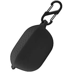 Geiomoo Silicone Case Compatible with JBL Vibe 100 TWS, Protective Cover with Carabiner (Black)
