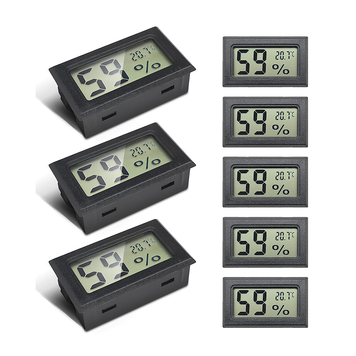 8PCS Mini LCD Digital Thermo-Hygrometer Thermometer, diymore Humidity Temperature Tester Embedded Mini Hygrometer Indoor Room with Batteries(Only ℃ Display)