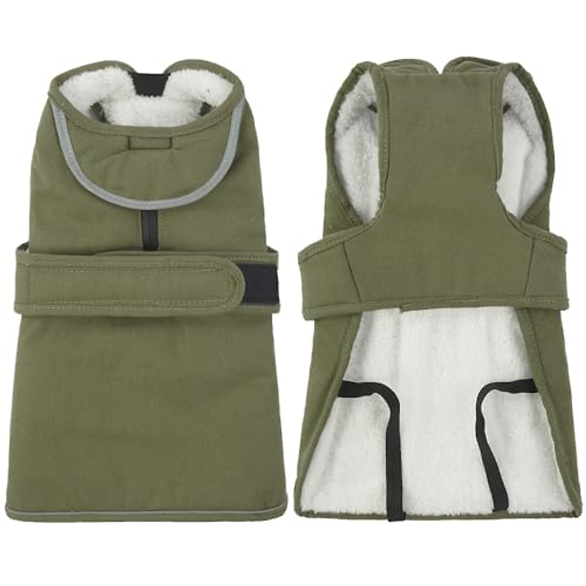 Kuoser Canvas Dog Winter Coat, Warm Dog Jacket Reflective Fleece Dog Cold Weather Coat Warm Doggie Clothes Waterproof Dog Vest with Zipper Leash Hole for Small Medium Large Dogs