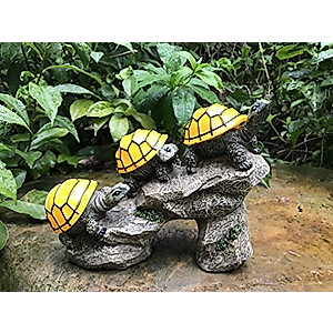 Bo-Toys Solar Powered Turtles on Log Outdoor Accent Lighting LED Garden Light Decor