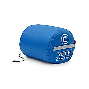 Core Youth Indoor/Outdoor Sleeping Bag - Great for Kids, Boys, Girls - Ultralight and Compact Perfect for Backpacking, Hiking, Camping, and Sleepovers (Blue)