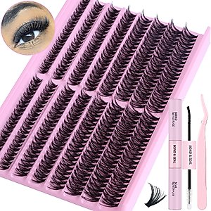 DIY Eyelash Extension Kit with 320 Pcs 60D Lash Clusters, Bond and Seal and Lash Applicator Tool 9-16mm Mix D Curl Individual Lashes Kit for Beginners Self Application DIY at Home, by Kmilro