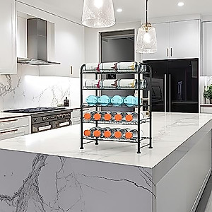 OYEAL Water Bottle Storage Rack 5 Tier Bottled Water Holder Organizer Freestanding Floor Beverage Soda Drink Stand Shelf for Kitchen Pantry Can Storage, Hold 30 Bottles, Black