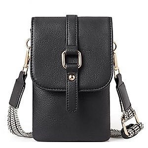 CLUCI Small Crossbody Bags for Women Leather Cell Phone Shoulder Purses Black