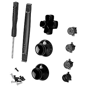 Game Controller Buttons Replacement Kit, Practical Concave and Convex Design D Pad Replacements Kits Comfortable Reduce Thumb Fatigue for Game Controller (Black)
