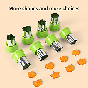 HUAFA Vegetable Cutter Shapes Set,Fruit and Cookie Stamps Mold,Cookie Cutter Decorative Food,Baking and Food Supplement Tools Accessories Crafts for Kitchen,Green,8 Pcs