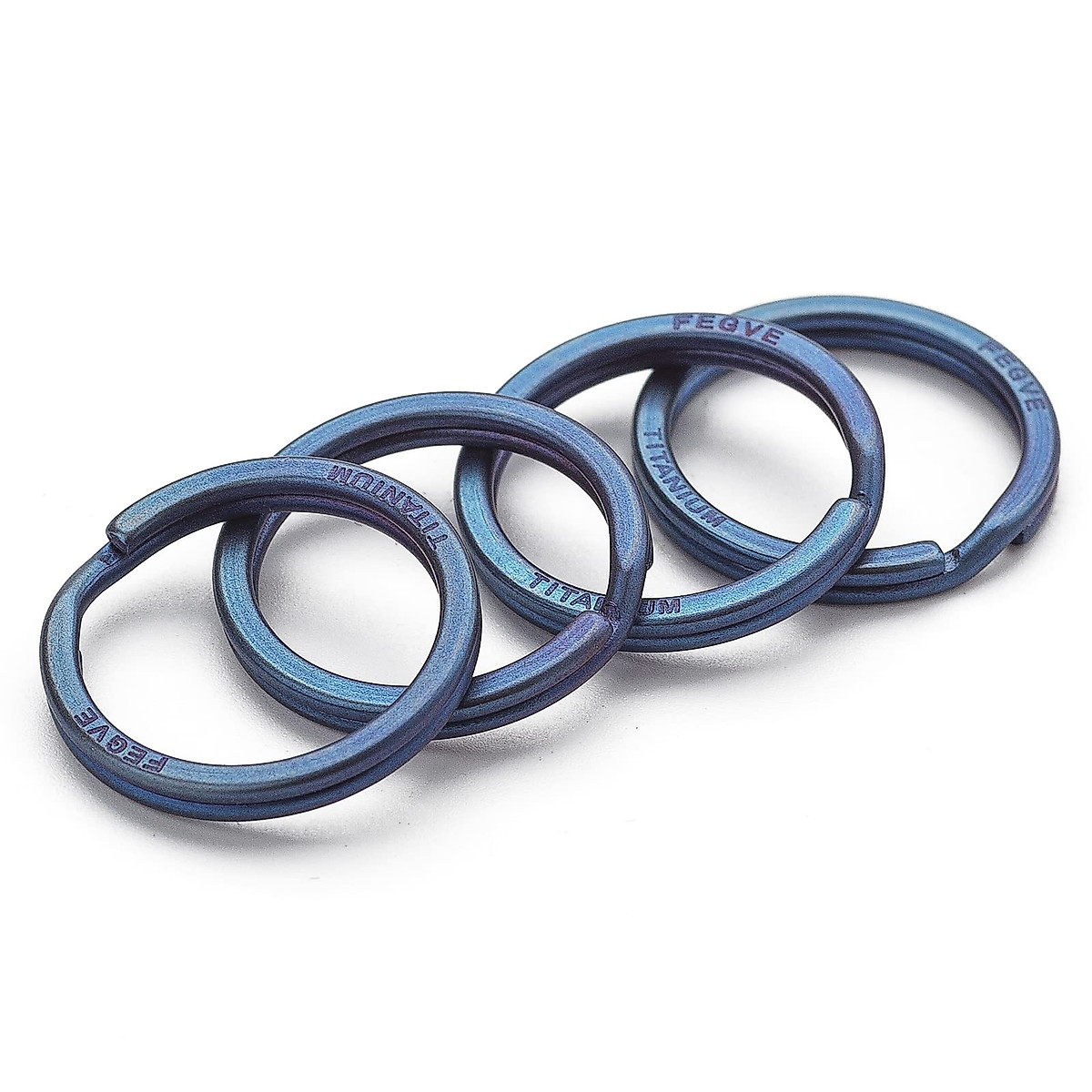 FEGVE Titanium Key Rings Split Rings 4 Packs, Key Rings for Keychains, Keychain Ring for Home Car Keys Organization (Blue - 20mm / 0.79inch)