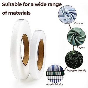 PLANTIONAL 2 Rolls Iron On Hem Tape: 2/5 Inch x 22 Yards Light Weight and Medium Weight Adhesive Web No Sewing Required Perfect for Bonding and Crafting Projects, White