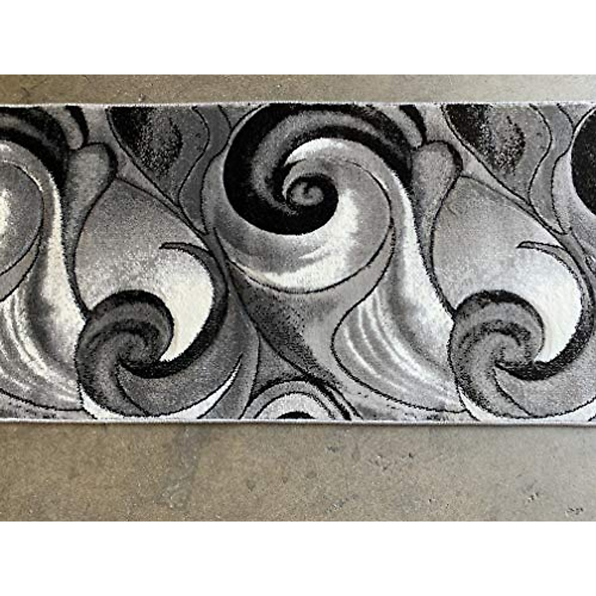 Sculpture Modern Runner Area Rug Turquoise Gray Black & Grey Contemporary Designr 410 (2 Feet X 7 Feet 1 Inch)