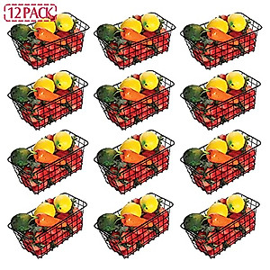 XINFULL 12 Pack Wire Storage Baskets Household Metal Wall-Mounted Containers Organizer Bins for Kitchen Bathroom Freezer Pantry Closet Laundry Room Cabinets Garage Shelf, Medium
