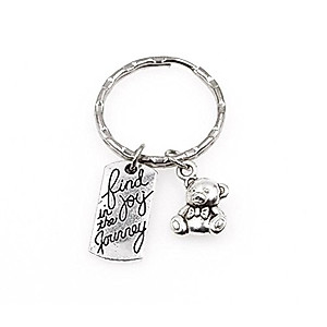 Find Joy in the Journey Inspirational Quote Congrats Congratulations New Baby Boy Girl Blue Pink Gift Parents Mommy Daddy Mother Father Mom Dad Baby Shower Teddy Bear Keychain 105G