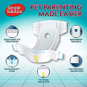 Simple Solution True Fit Disposable Dog Diapers for Female Dogs - Super Absorbent with Wetness Indicator - L/XL (Waist 18-27in) - 30 Count