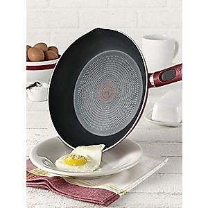 T-fal B039S264 Excite ProGlide Nonstick Thermo-Spot Heat Indicator Dishwasher Oven Safe 8 Inch and 10.5 Inch Fry Pan Cookware Set, 2-Piece, Rio Red