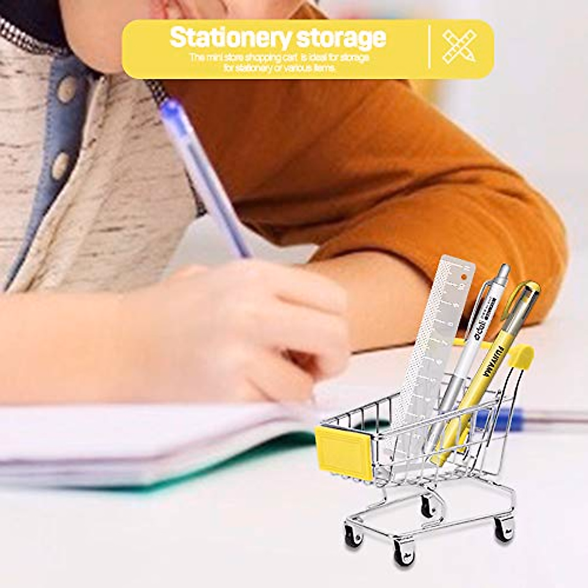 HNYYZL Bestsupplier Mini Supermarket Handcart, 4 Pcs Mini Metal Shopping Utility Cart Mode Storage Toy