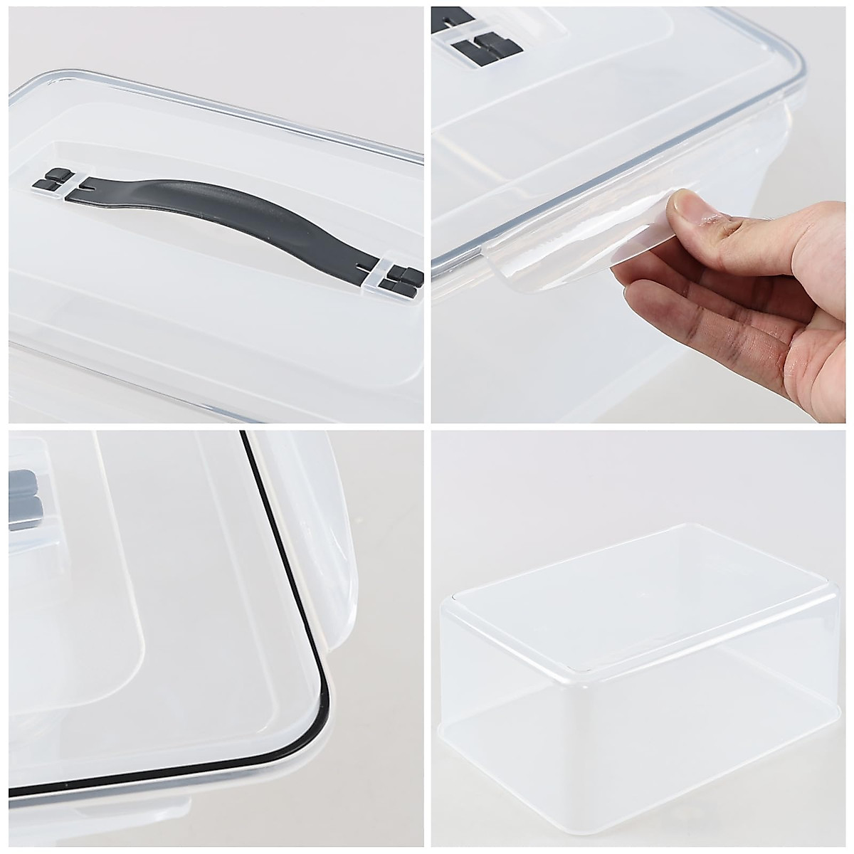 Uumitty 4 Pack Airtight Food Storage Container Set, Bread Box for Kitchen Countertop, 15 Quart Plastic Food Storage Bin, Leak Proof, Clear