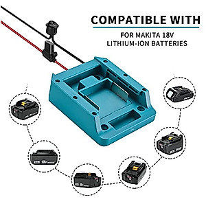 Anztek Fit for MAKITA 18v Battery Power Mount Connector Adapter Dock Holder with 14 awg Wires