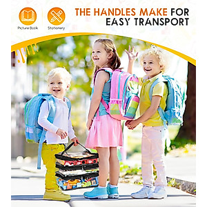 MISSLO 3-Layer Storage Organizer with 3 Manual Pockets Clear Storage Bag for Puzzles, Bricks, Building Blocks, Crafts (Black)