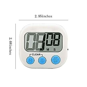 Timer, Multi-Functions Magnetic Countdown Kitchen Digital Timers ,Use for Cooking,Classroom,Bathroom,Teachers,Kids Time Management,White(No lncluded Battery)