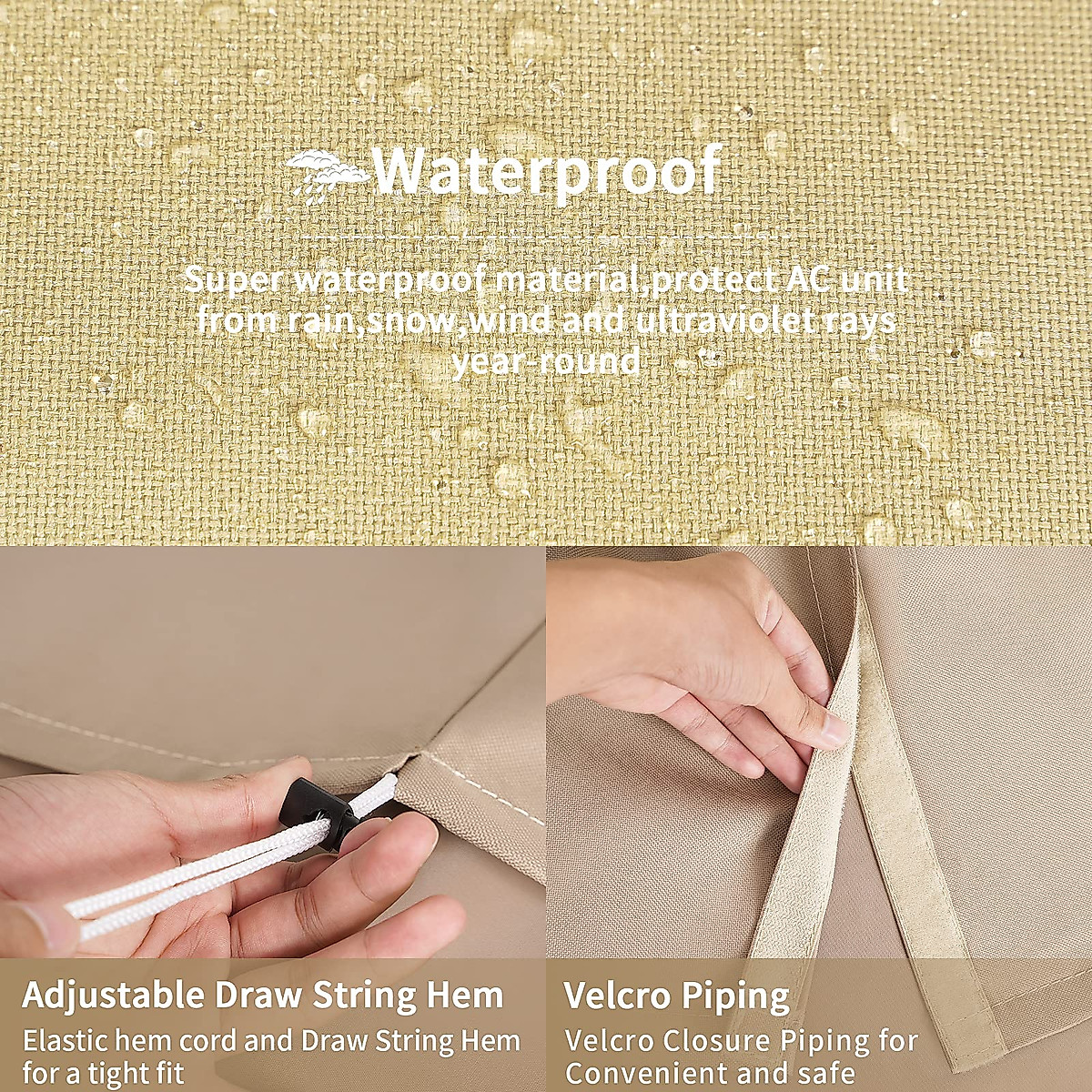 Air Conditioner Covers for Outside Units,Mancro Central Air Conditioner Cover Fits up to 36 x 36 x 39 inches,Durable Water Resistant Heavy Duty Windproof Square AC Covers,Grey