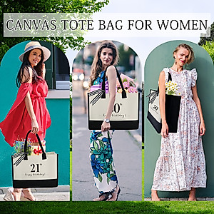 BeeGreen Tote Bag For Women Happy 50th Birthday Gifts For Women 13oz Canvas Beach Bag With Inner Pocket - Retirement Gifts For Women, Mom, Friends, Sisters, Teachers - Perfect Bags For Women