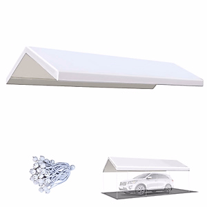 BenefitUSA 10x20 ft Carport Replacement Canopy Garage Top Cover Tent Shelter Tarp with Ball Bungee Cords, Canopy Only (w/Edge)