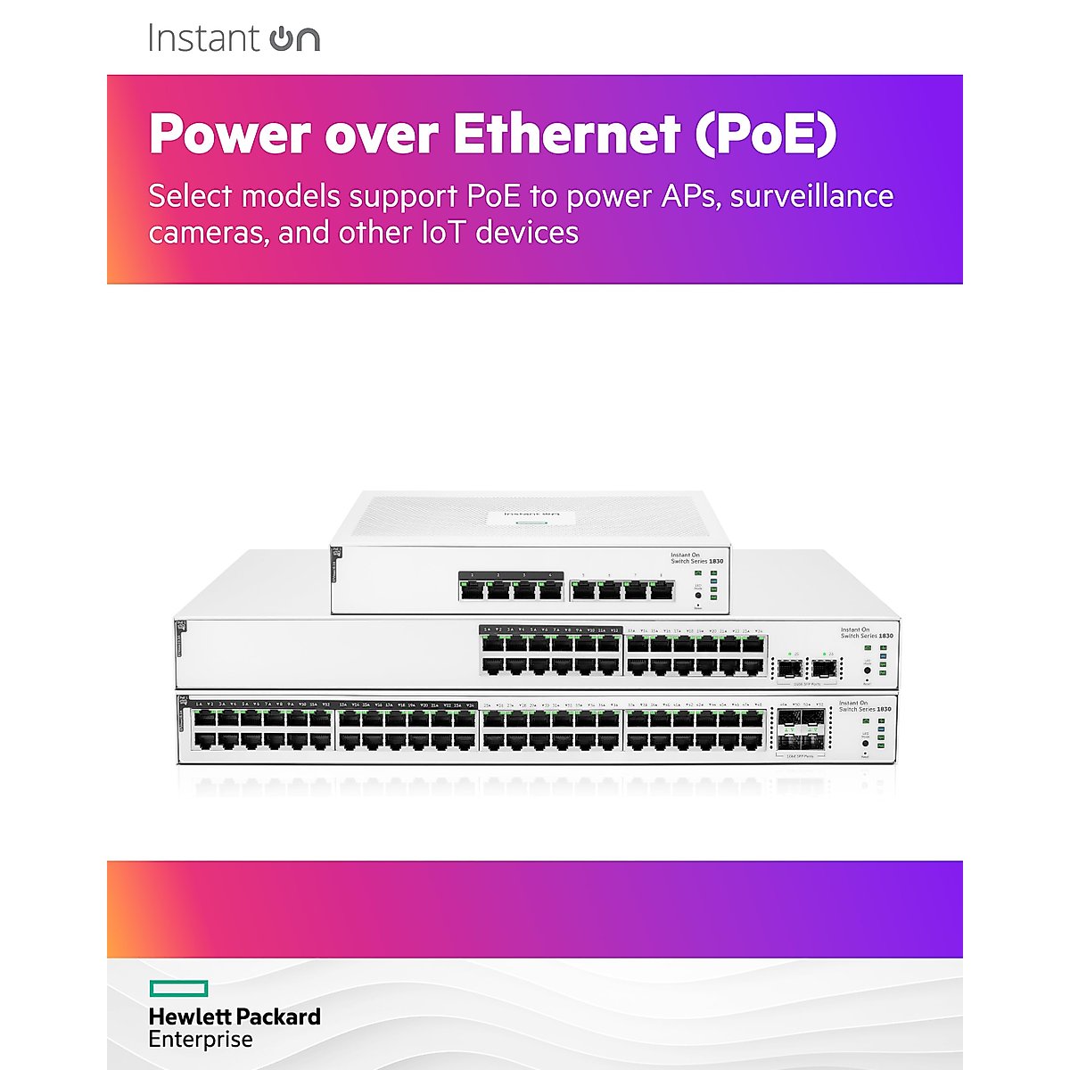 HPE Networking Instant On Switch Series 1830 24-Port Gb Smart-Managed Layer 2 Ethernet Switch with PoE | 24x 1G | 2X SFP | 12x CL4 PoE (195W) | Fan-Less | US Cord (JL813A#ABA)