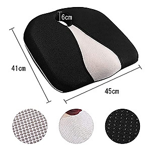 HHWKSJ Seat Cushion Pillow for Office Chair - 100% Memory Foam Firm Coccyx Pad - Tailbone, Sciatica, Lower Back Pain Relief - Contoured Posture Corrector for Car, Wheelchair, Computer and Desk Chair