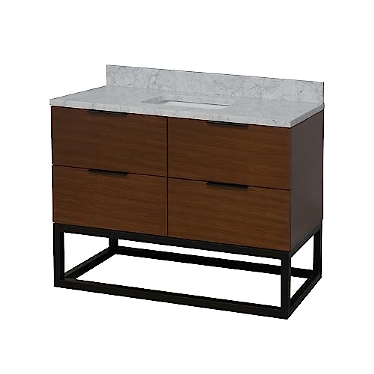 Kitchen Bath Collection Mia 48-inch Bathroom Vanity (Carrara/Walnut): Includes Walnut Cabinet with Authentic Italian Carrara Marble Countertop and White Ceramic Sink