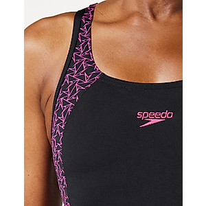 Speedo Boomstar Splice Flyback Swimsuit Black/Pink 34"