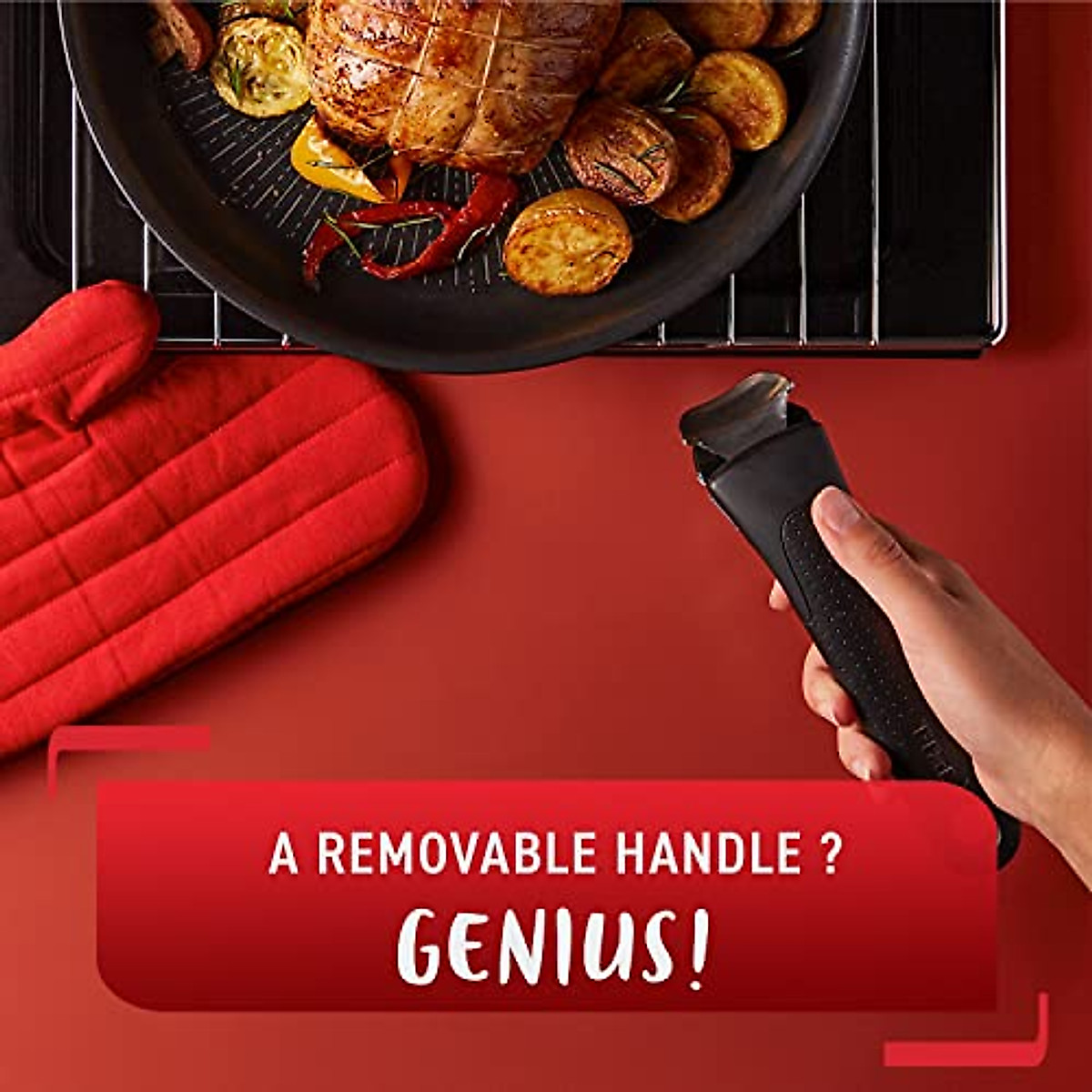 T-fal Ingenio Nonstick 2 Piece Fry Pan Set 3 Piece Induction Stackable, Removable Handle Cookware, Pots and Pans, Oven, Broil, Dishwasher Safe Black