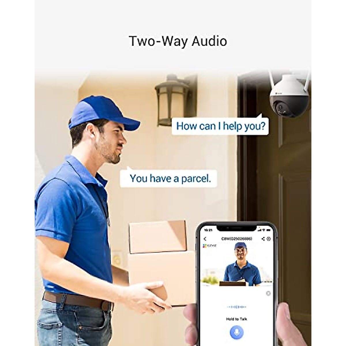 EZVIZ Security Camera Outdoor, 4MP WiFi Camera Pan/Tilt, 360° Visual Coverage, IP65 Waterproof, Color Night Vision, AI-Powered Person Detection, Two-Way Talk, Support MicroSD Card up to 256GB | C8W