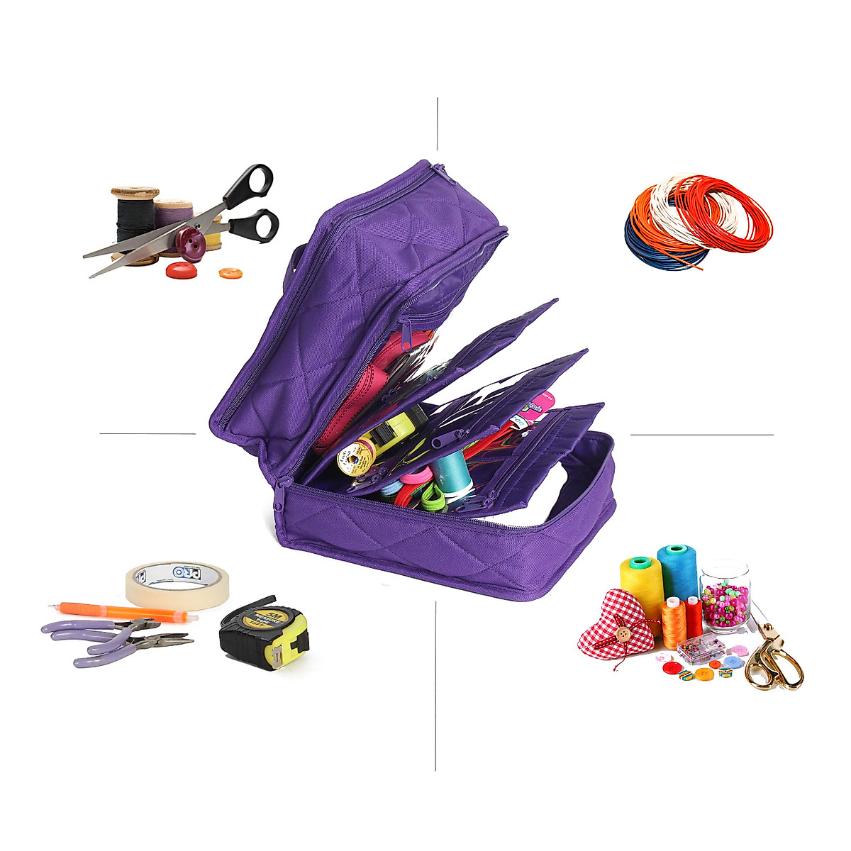 Earthwise Storage Bag Organizer Caddy Bag Container for Arts & Crafts, Scrapbooking , Beauty Makeup Case Caddy with Dividers For Cosmetics , Toiletries, Jewelry, Accessories