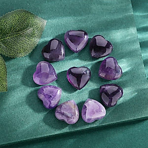 10 PCS Natural Heart Shaped Crystals Thicken Amethyst Polished Love Hearts Healing Crystal Cute Stones Palm Real Gemstone Set Wholesale Reiki Energy Balancing Meditation Bulk Gift for Mothers Day