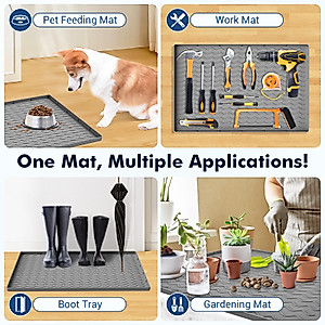 RoomHacks Under Sink Mat for Kitchen Waterproof, 34" x 22" Silicone Under Sink Liner, Kitchen Bathroom Cabinet Mat, Fit 36inch Standard Cabinet Mat Under Sink Organizer Drip Tray Dark Grey