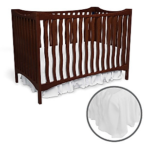 Tadpoles Dust Ruffle Crib Skirt | 28" x 52" with a 14" Drop | Made of 100% Softly Brushed Microfiber Polyester | Easy to Care for | Soft, Smooth, Breathable & Durable | Ideal for Babies | White