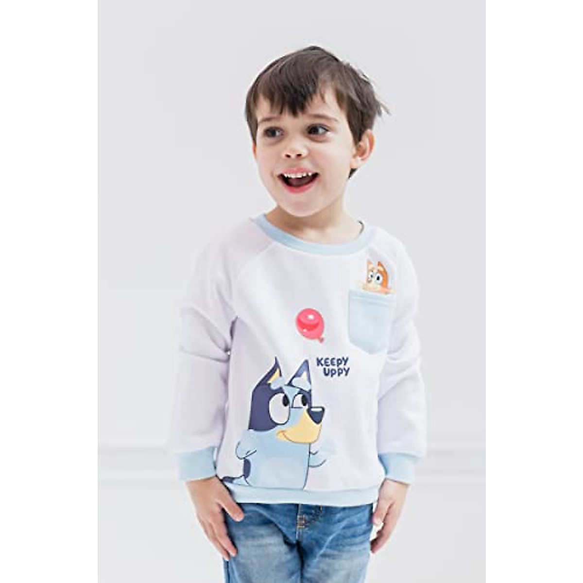 Bluey Bingo Toddler Boys Fleece Pullover Hoodie and Sweatshirt Blue/White 5T