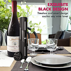 VINABON Electric Wine Opener - New 2023 Battery-Operated Electric Wine Bottle Opener with Wine Foil Cutter - One-Click Reusable Automatic Electronic Wine Opener Corkscrew. Includes WineGuide Ebook