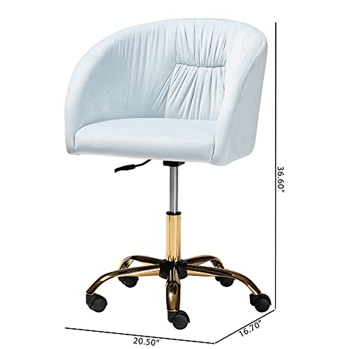 Baxton Studio Ravenna Office Chair, One Size, Aqua/Gold