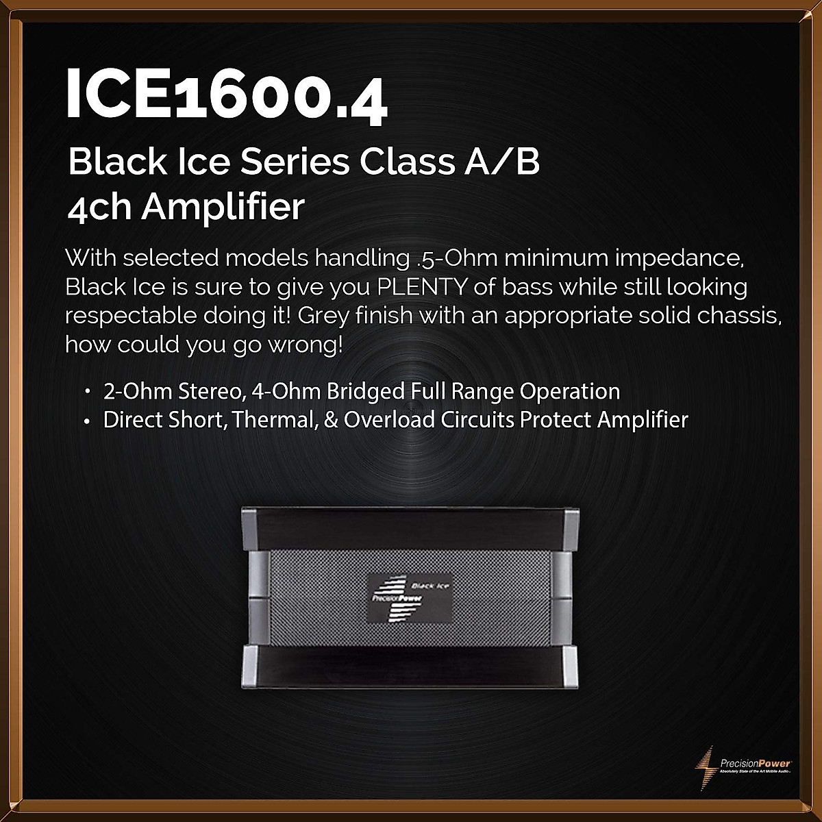 Precision Power ICE1600.4 Black Ice Series 1600W Class A/B 4Ch Amplifier