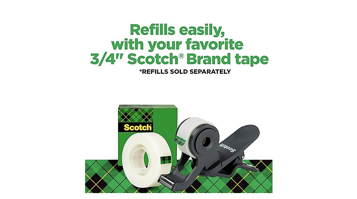 Scotch Clip & Twist Tape Dispenser - Portable, Refillable & Easy to Use