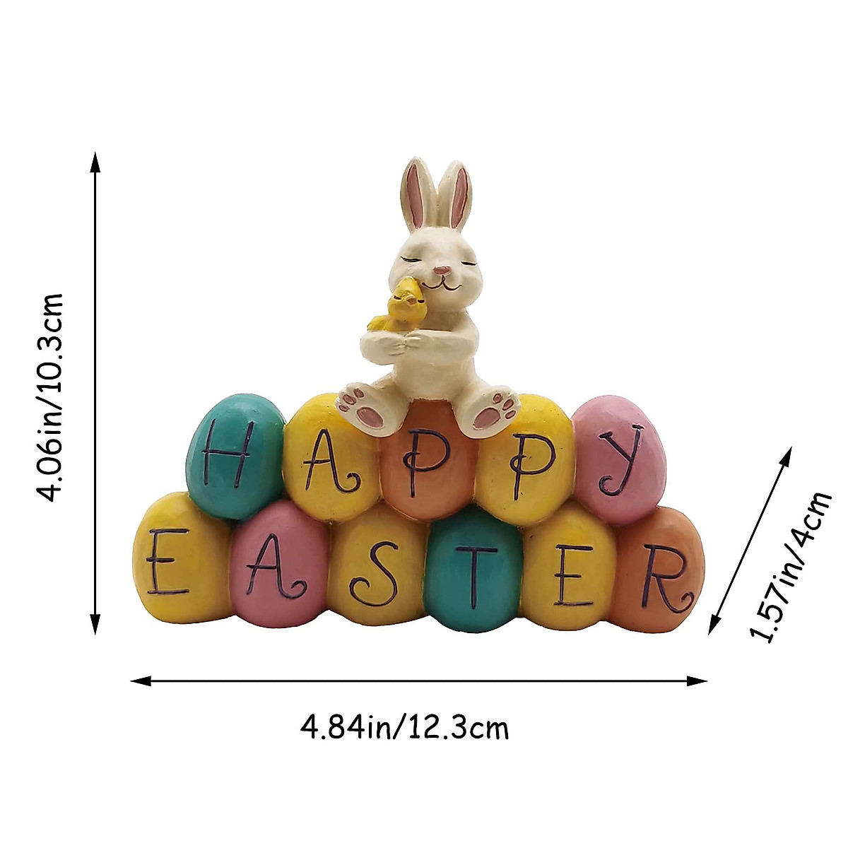 Easter Bunny Figurine Decorations - Hand Painted Sping Rabbit Statue Ornament - Easter Animal Tabletopper Accessories Sculpture for Party,Garden,Home Decorations,4.8 Inch,Polyresin