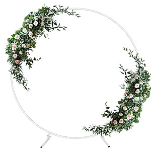 HEOMU 6.6FT Round Backdrop Stand Circle Balloon Arch Stand, Metal Arch Backdrop Stand Circle Balloon Arch Frame Wedding Arches for Ceremony, Birthday Party, Baby Shower Backdrop Decoration, White