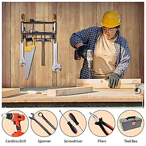 OMNINOVA Power Tool Organizer, 2 Pack Garage Tool Organizers and Storage with Screwdriver Holder, Drill Holder Wall Mount, Heavy Duty Metal Tool Shelf, Utility Storage Rack for Cordless Drill