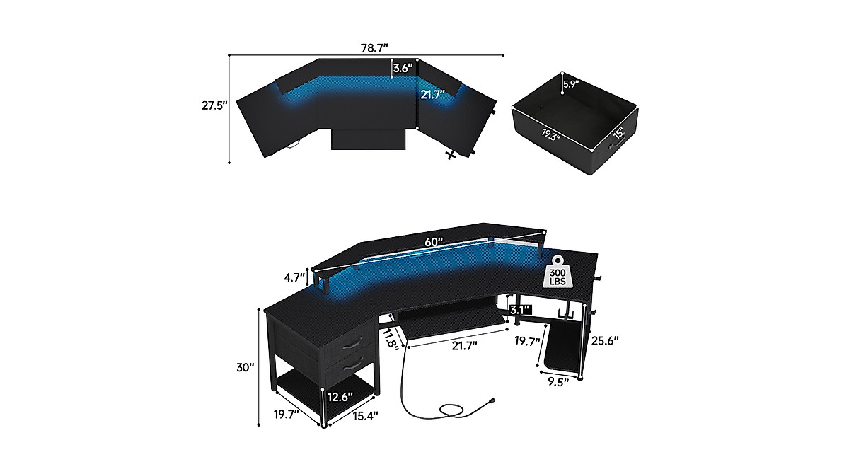 SEDETA 79" Gaming Desk - LED & Storage Solution
