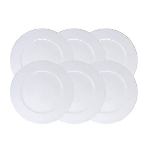 Ms Lovely Metallic Foil Charger Plates - Set of 6 - Made of Thick Plastic - White