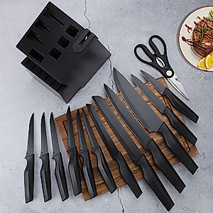 Knife Sets for Kitchen, 15 Pieces Kitchen knives Set with Built-in Sharpener, High Carbon Stainless Steel Chef Knife Block Sets, Sharp & Rust Resistant Dishwasher Safe