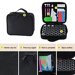 SHUIBIAN 30 Slot Diamond Painting Storage Containers, Diamond Painting Accessories, 5D Diamond Painting Kits with Tools, Shockproof Jars Suitable for DIY Art Craft Jewelry Bead Rhinestones Organizer